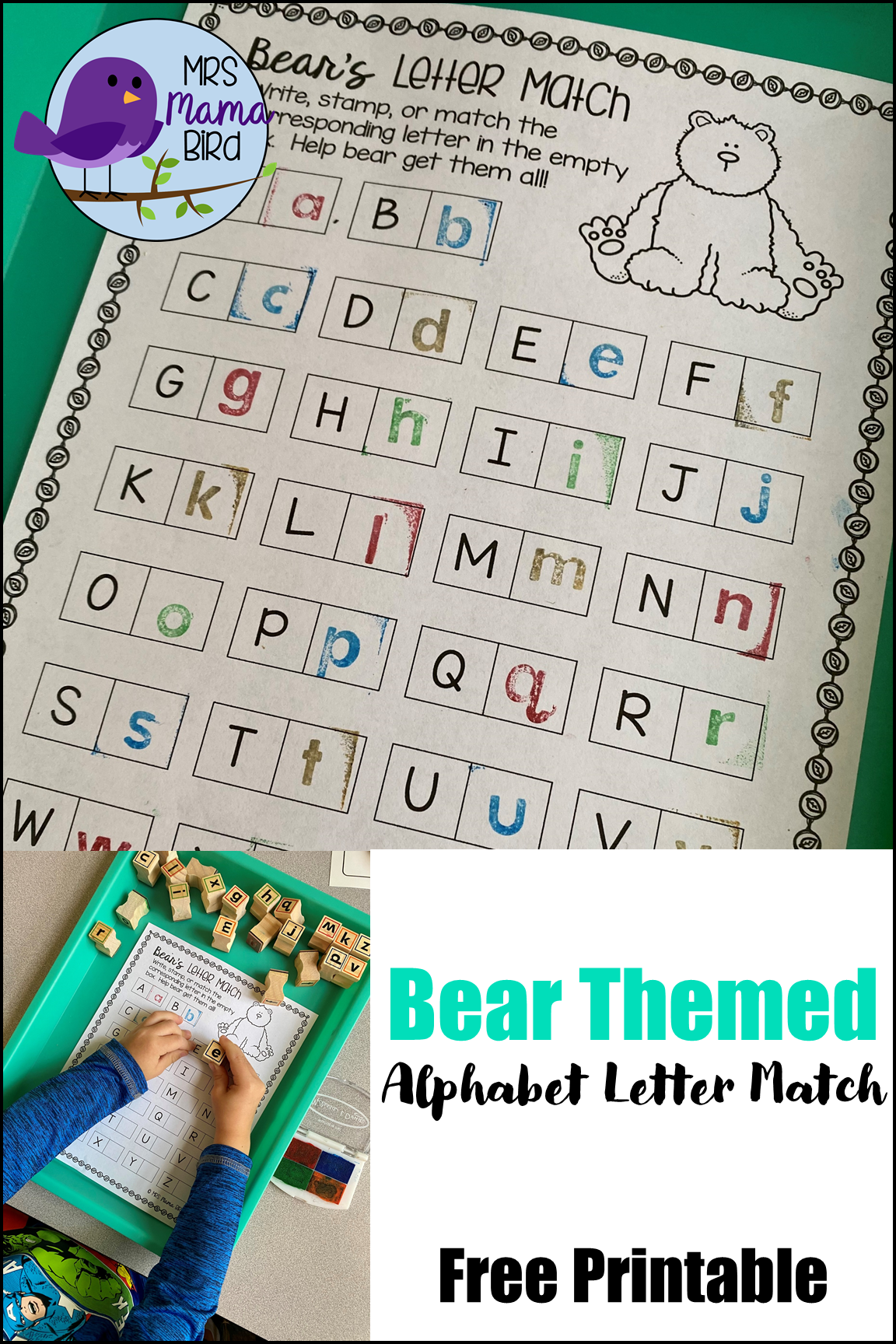 Bear Themed Letter Match Activity for Preschool and Kindergarten *Free ...