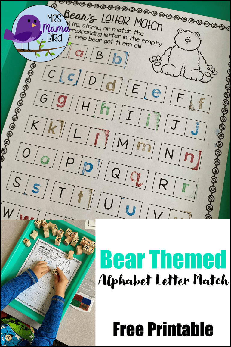 Bear Themed Letter Match Activity for Preschool and Kindergarten *Free ...