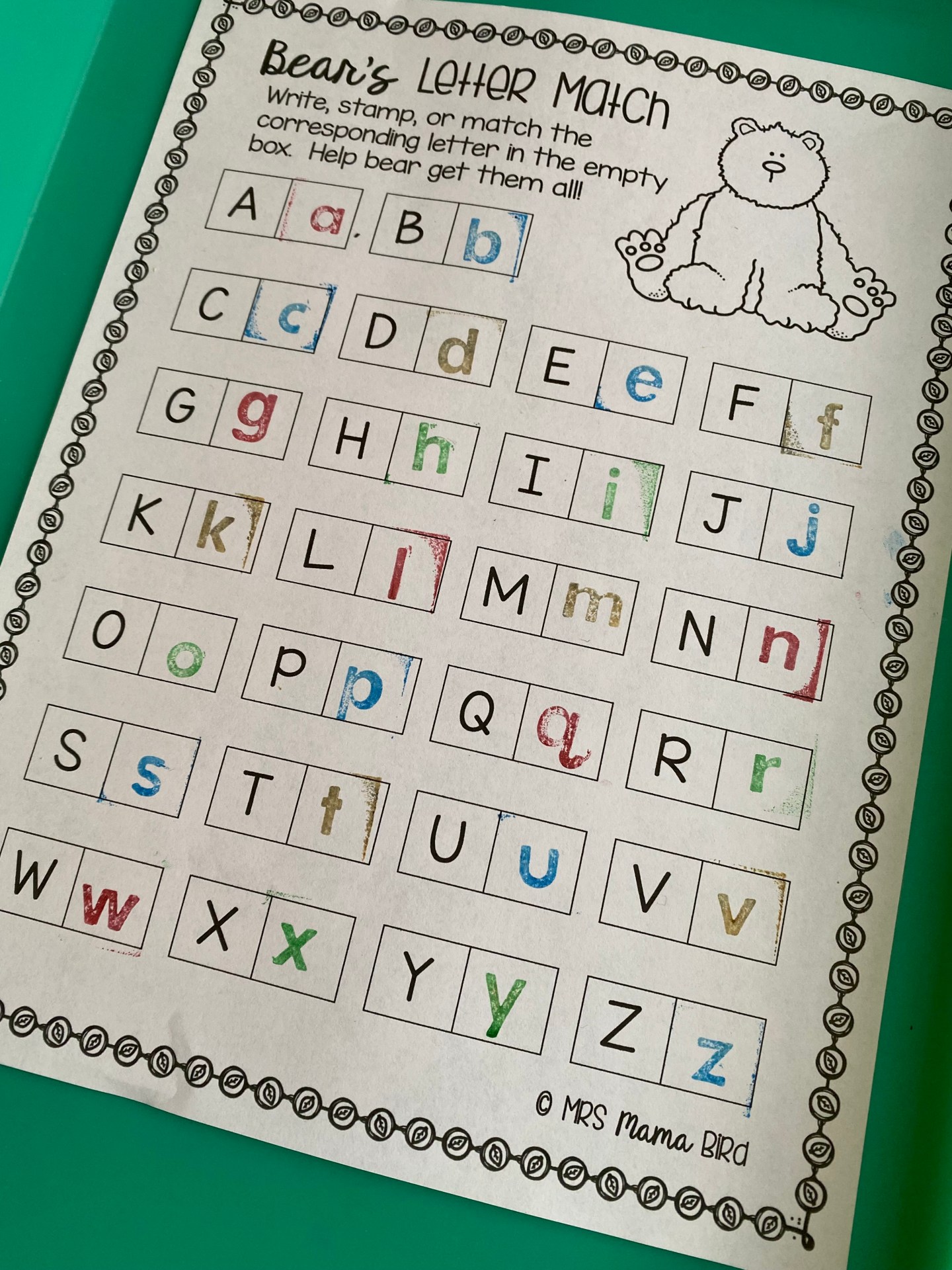 Bear Themed Letter Match Activity for Preschool and Kindergarten *Free ...