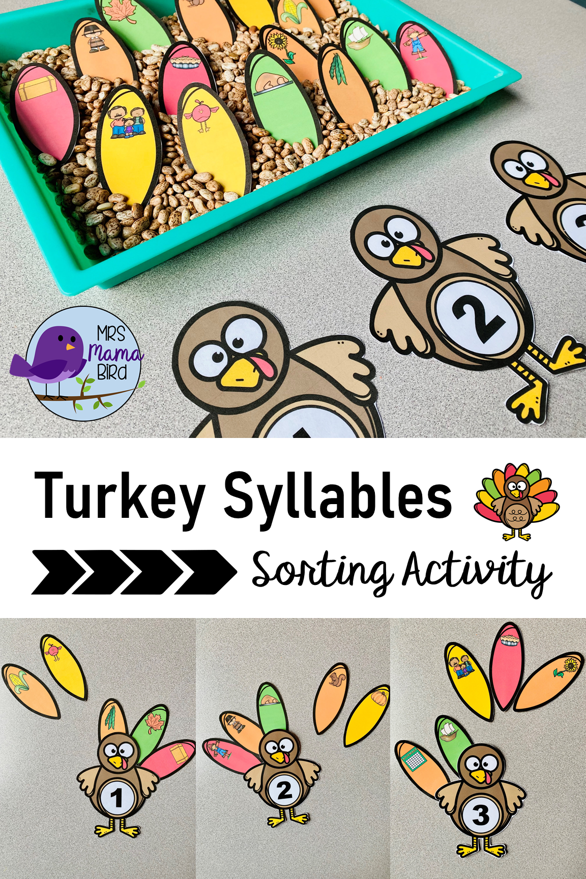 Turkey Syllable Sorting Activity for Preschool and Kindergarten – Mrs ...